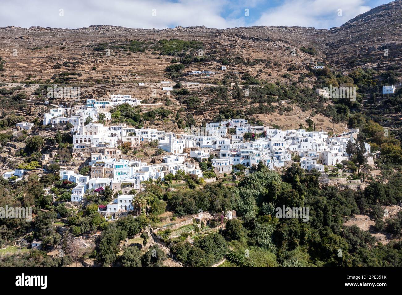 Cyclades, Greece. Tinos Greek island, aerial drone view of Kardiani ...