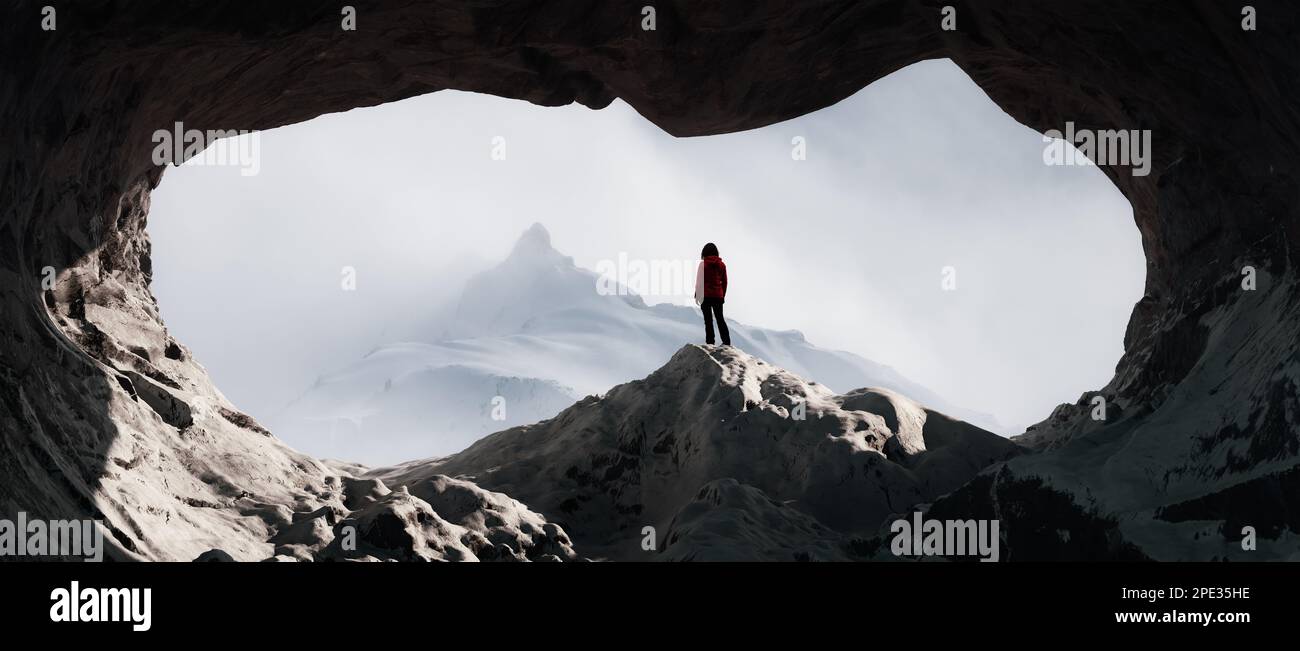 Ice cave in snowy mountains hi-res stock photography and images - Alamy