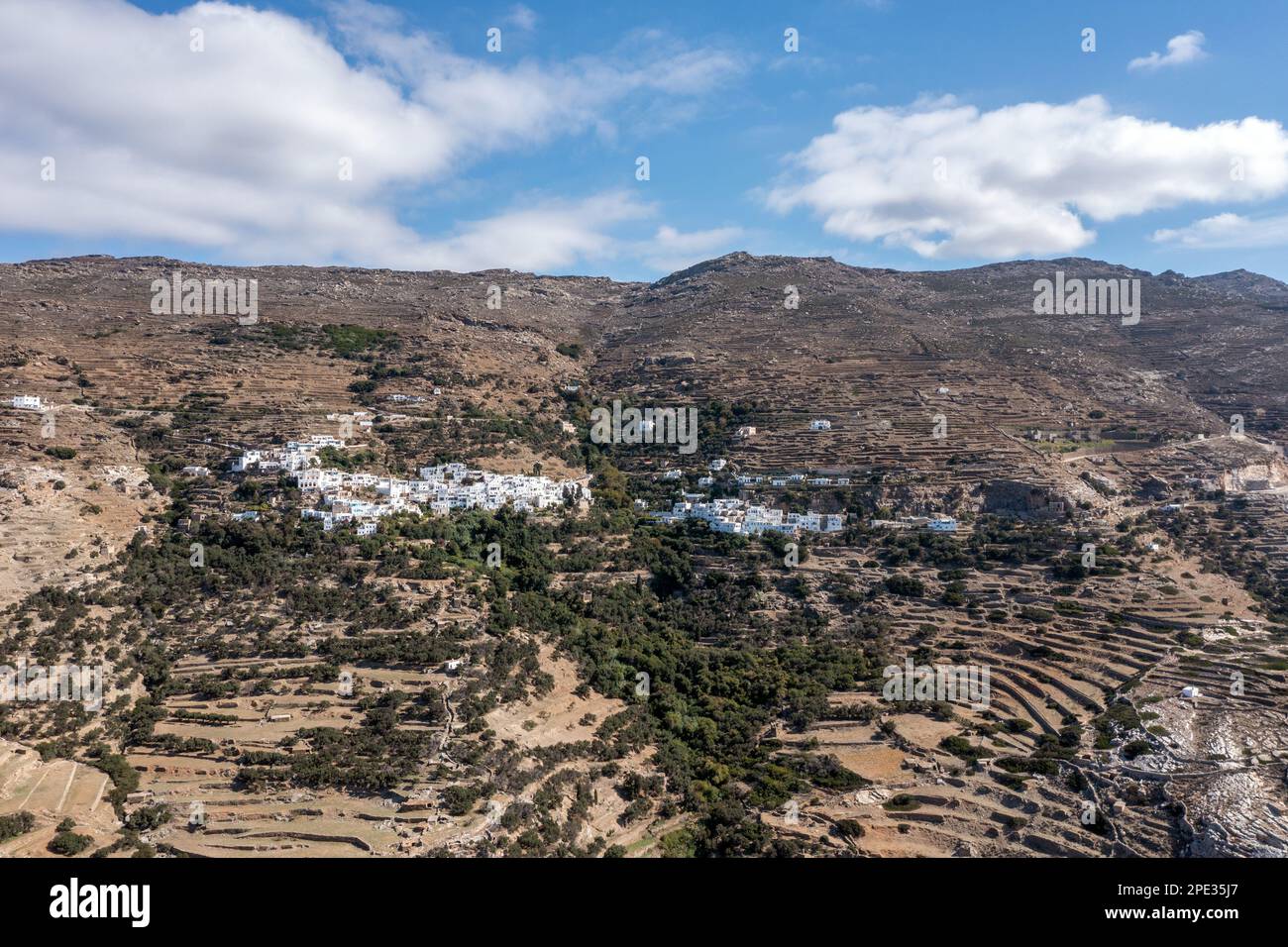 Cyclades, Greece. Tinos Greek island, aerial drone view of Kardiani ...