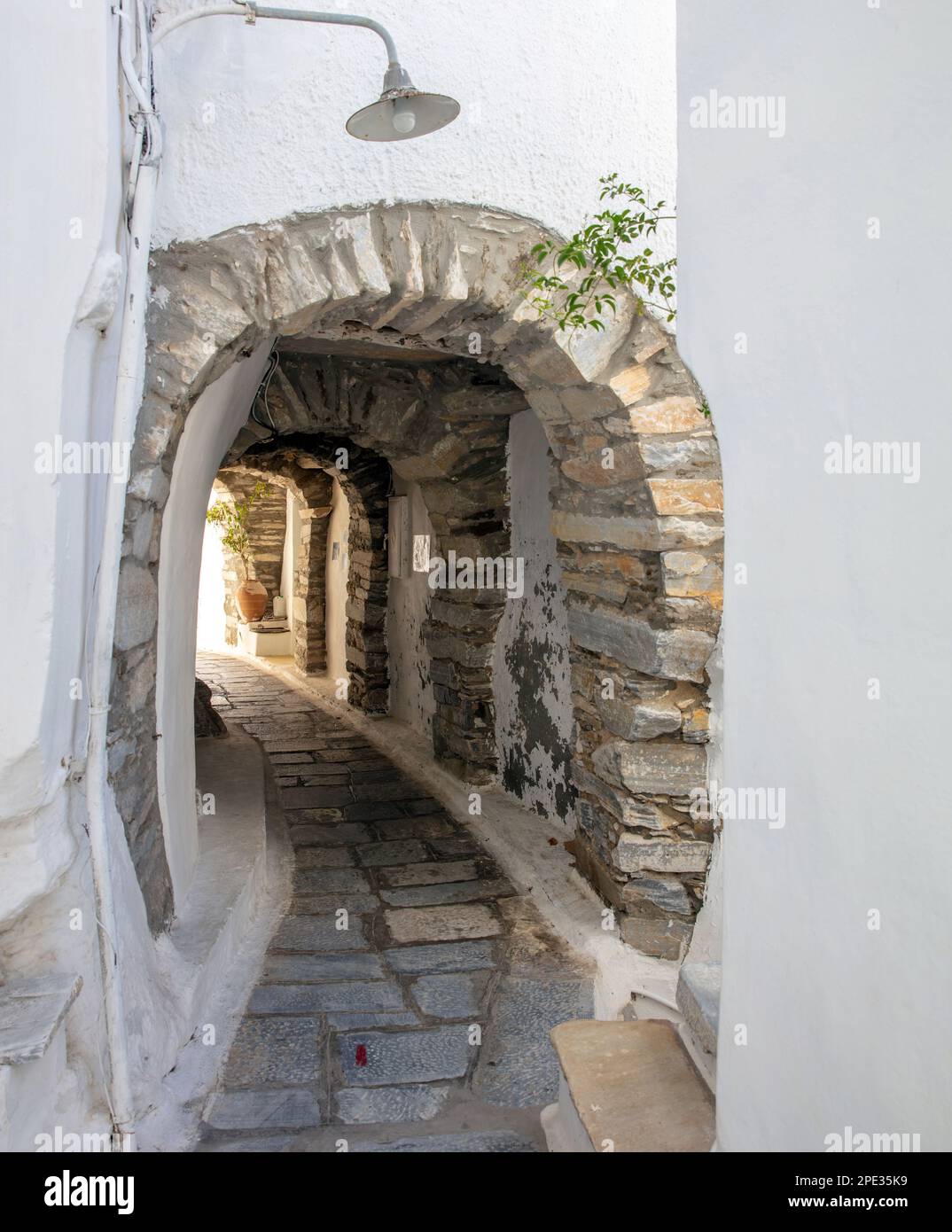 Tinos island Greece. Cycladic architecture at Kardiani village, arched ...