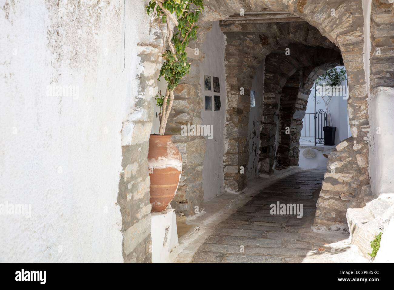 Tinos island Greece. Cycladic architecture at Kardiani village, arched ...