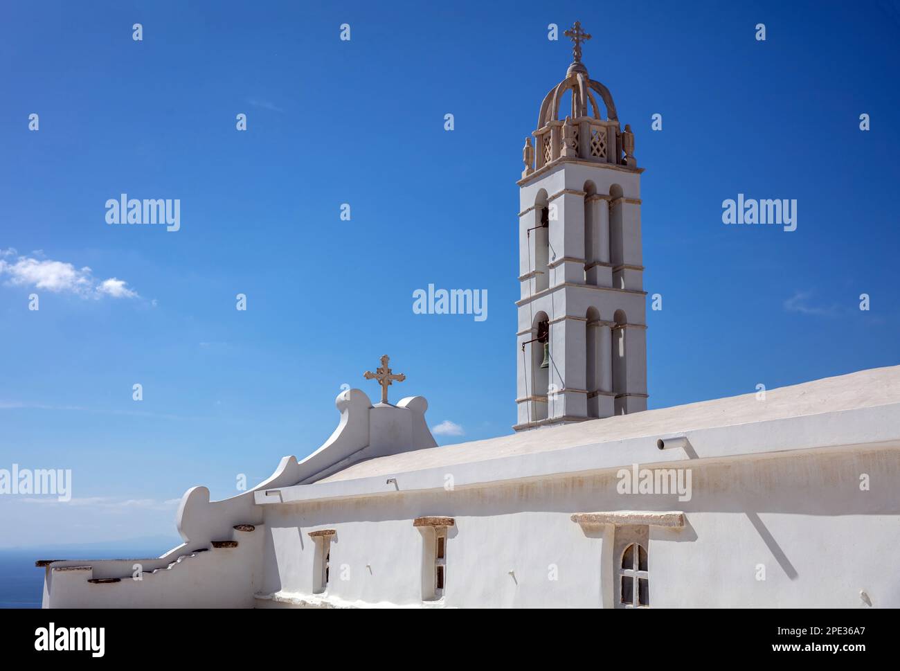 Cyclades, Greece. Tinos Greek island, Panagia church roof and belfry ...