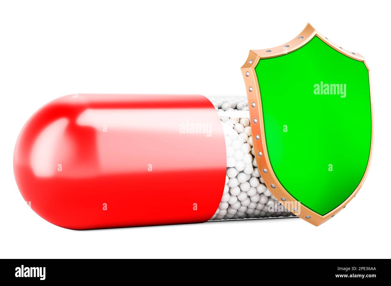 Medicament capsule with shield, 3D rendering isolated on white ...