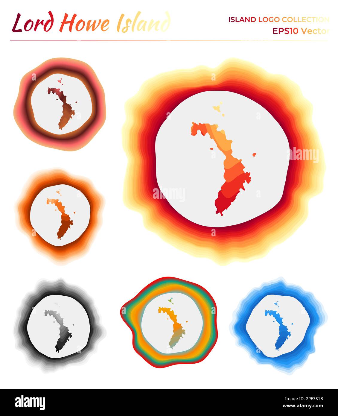 Lord Howe logo collection. Colorful badge of the island. Layers around ...
