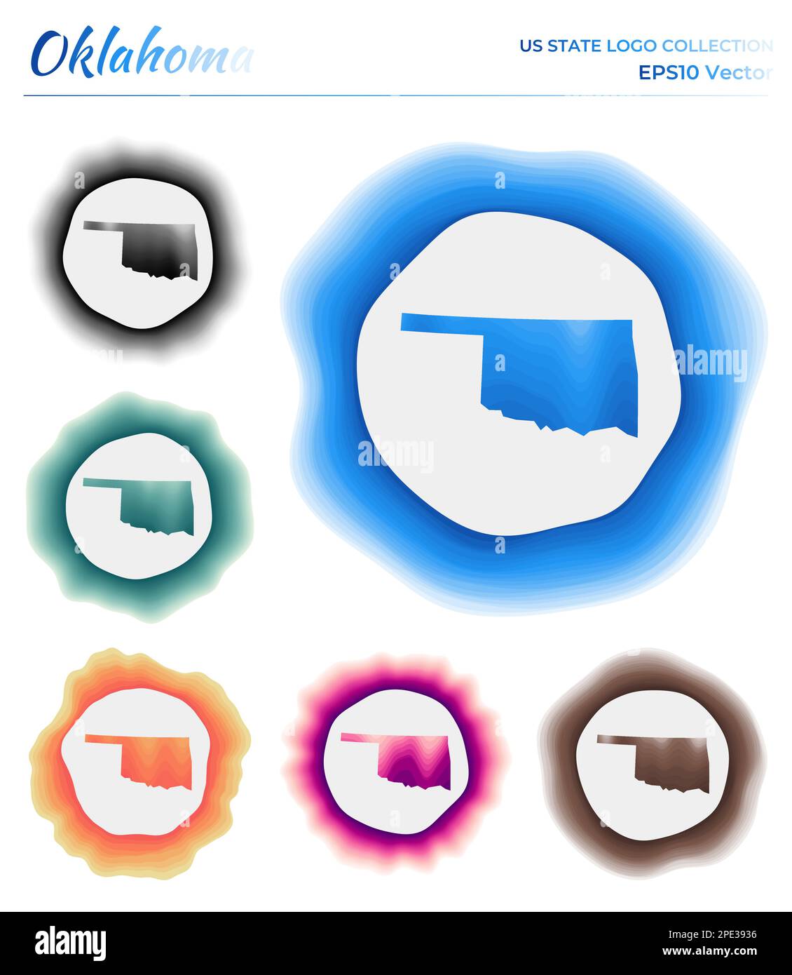 Oklahoma logo collection. Colorful badge of the us state. Layers around ...