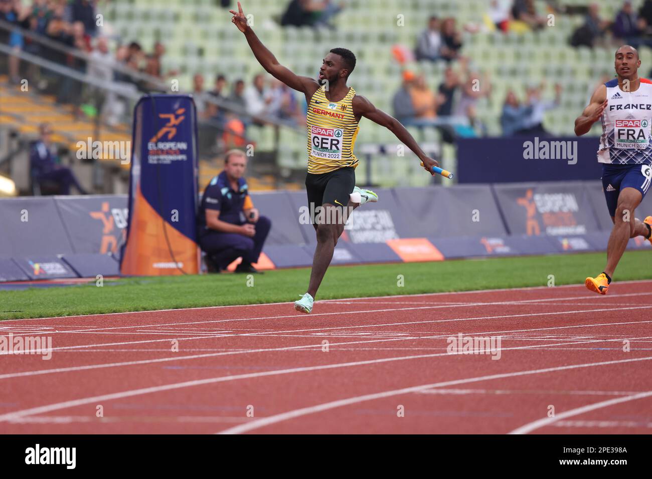Lucas ANSAH-PEPRAH leading in the Germany 4*100m team in a National ...