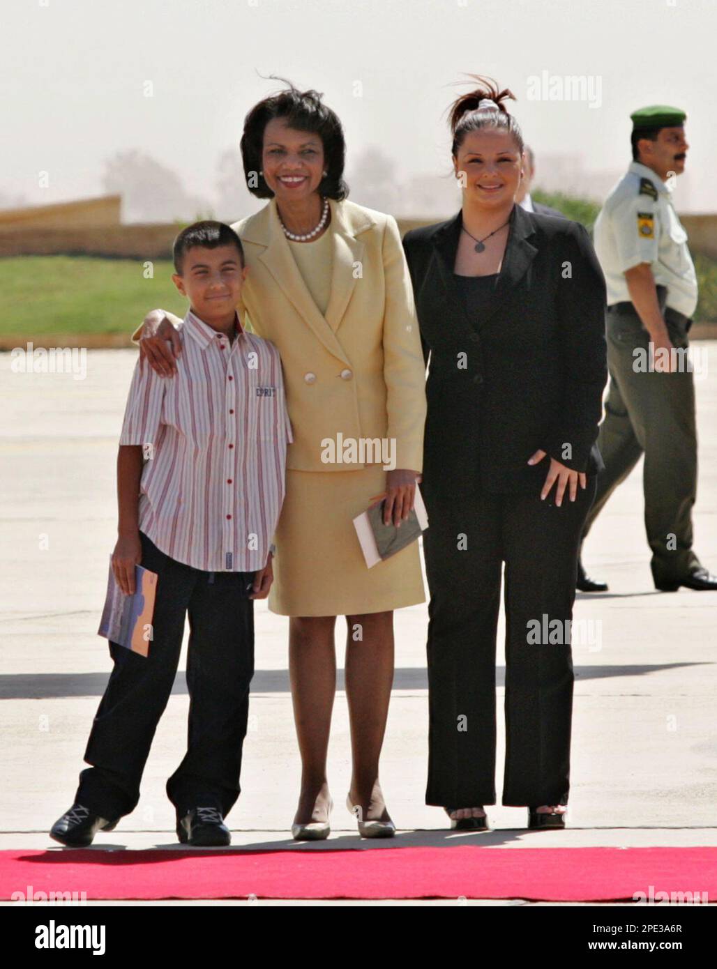 U.S Secretary of State Condoleezza Rice, center, poses with Jordanian ...