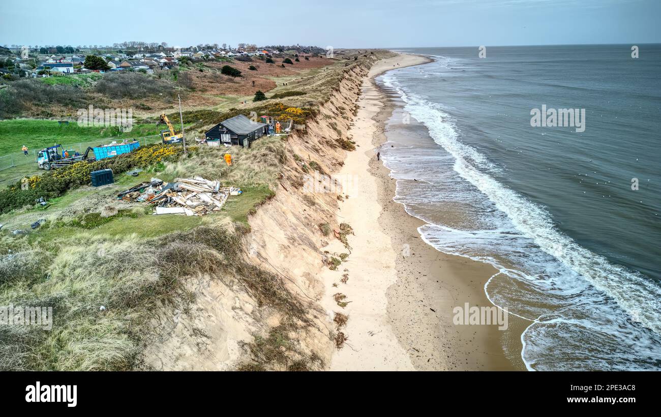 12th march 2023. Hemsby beach, Norfolk. Beach erosion at Hemsby becomes ...