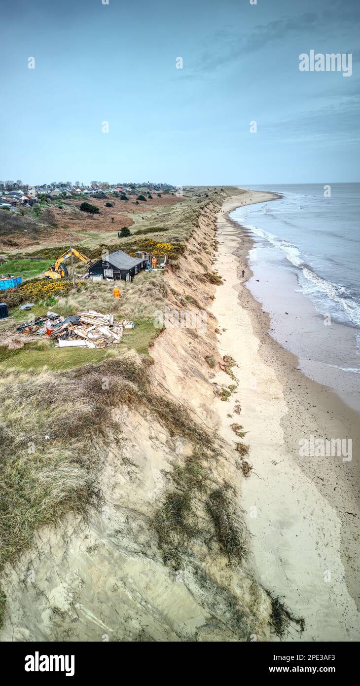 12th march 2023. Hemsby beach, Norfolk. Beach erosion at Hemsby becomes ...
