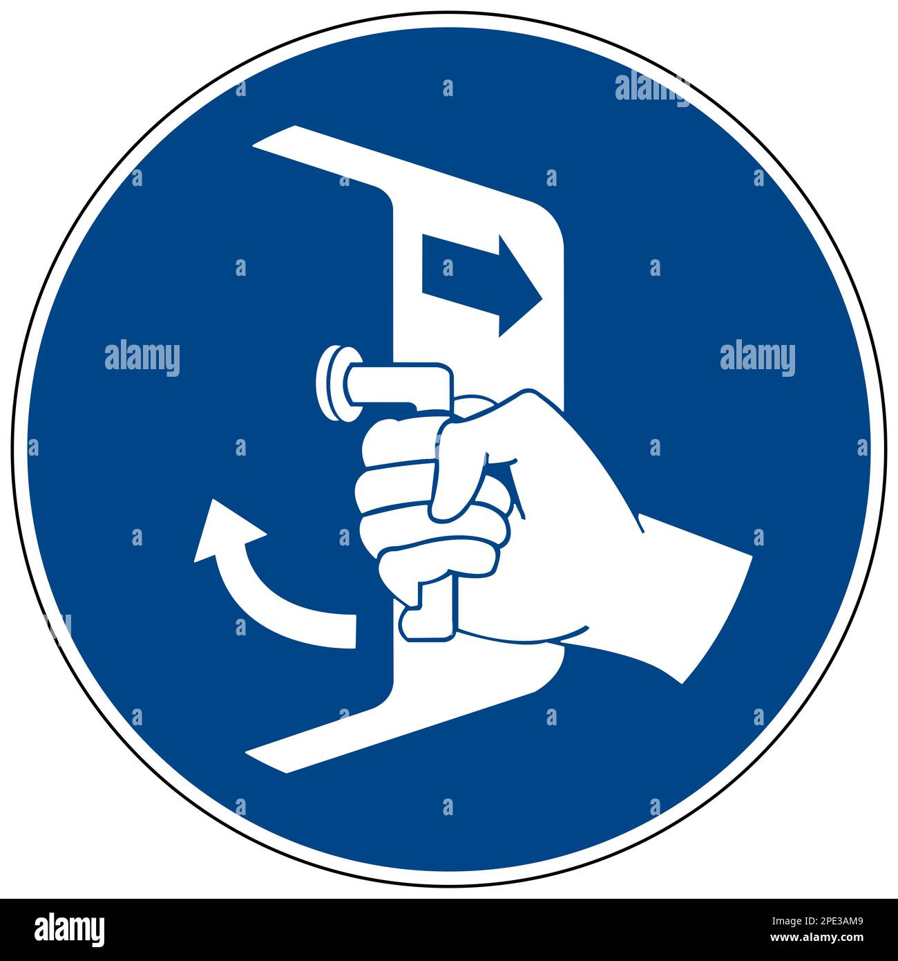 ISO 7010 Close and secure the hatch sign Stock Photo - Alamy