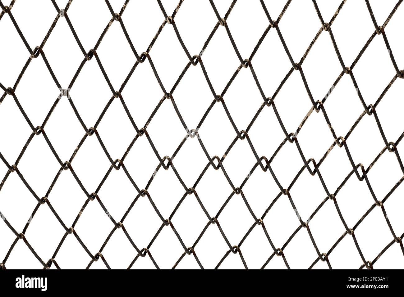 The texture of the metal mesh. Torn, destroyed, broken metal mesh on a ...