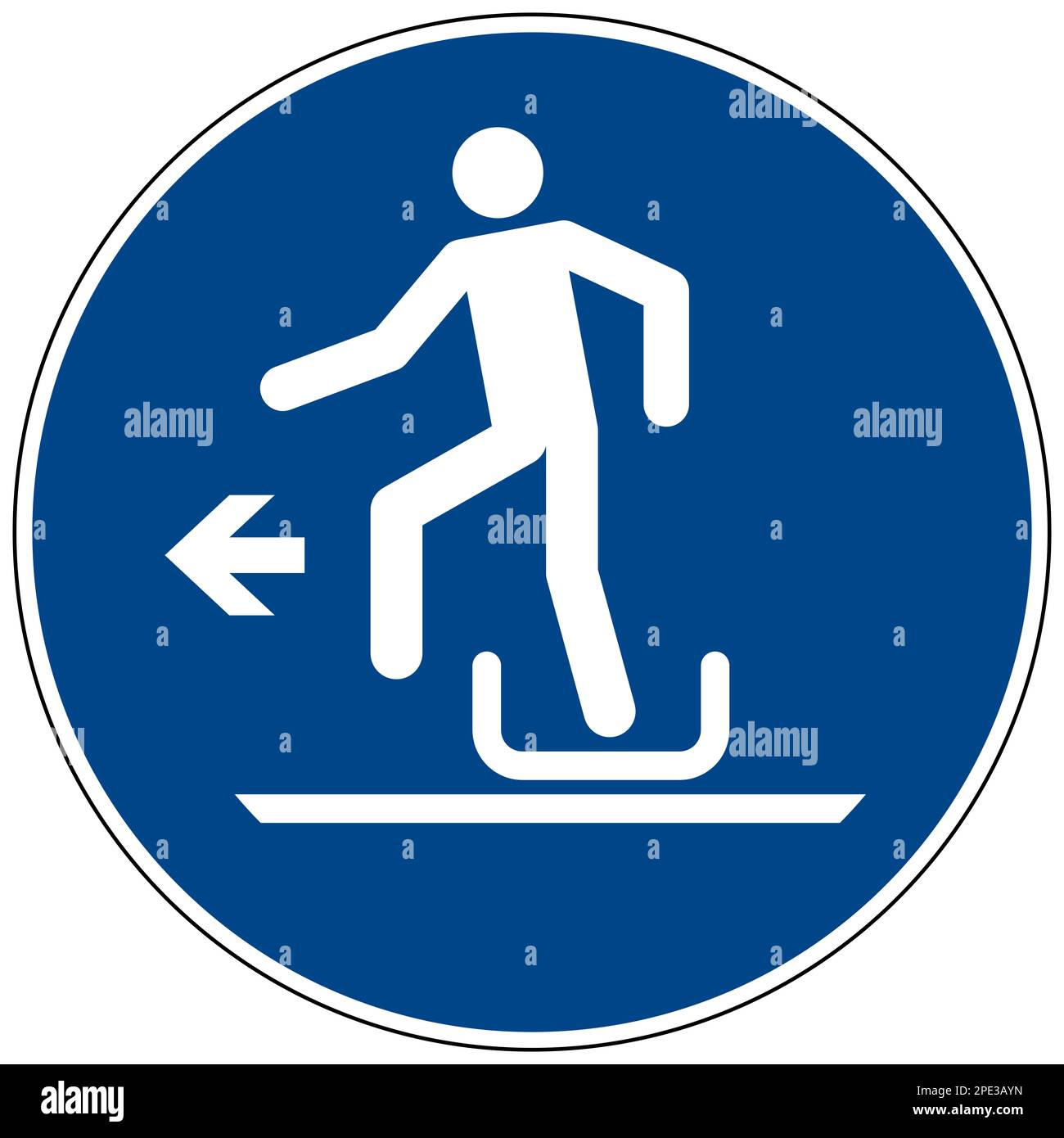 ISO 7010 Exit sled-toboggan to the left sign Stock Photo - Alamy