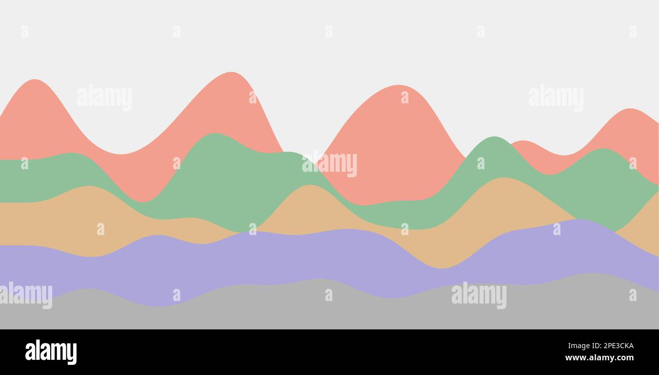Abstract pastel hills background. Colorful waves stylish vector ...