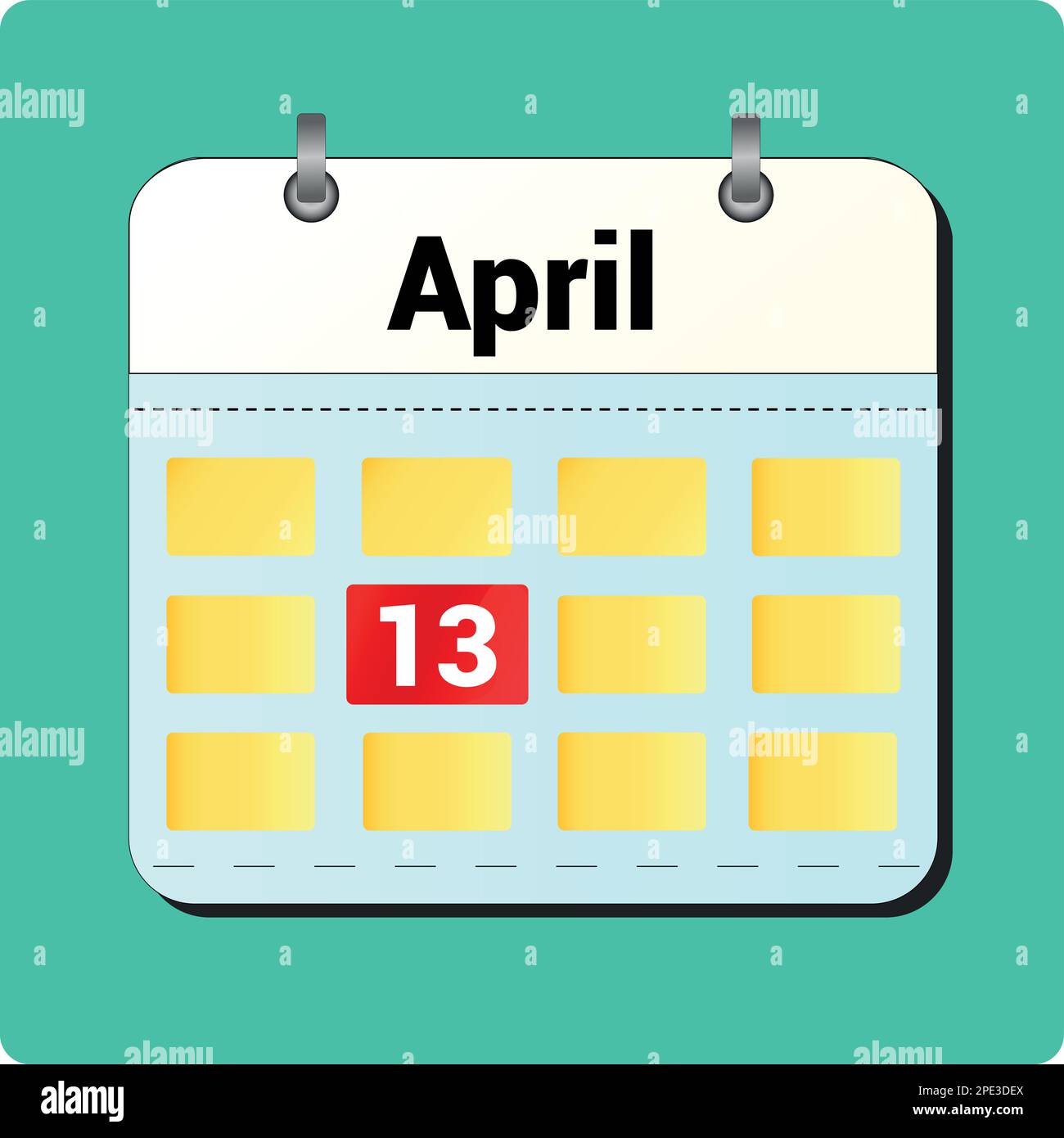 calendar vector drawing, date April 13 on the page Stock Vector Image ...