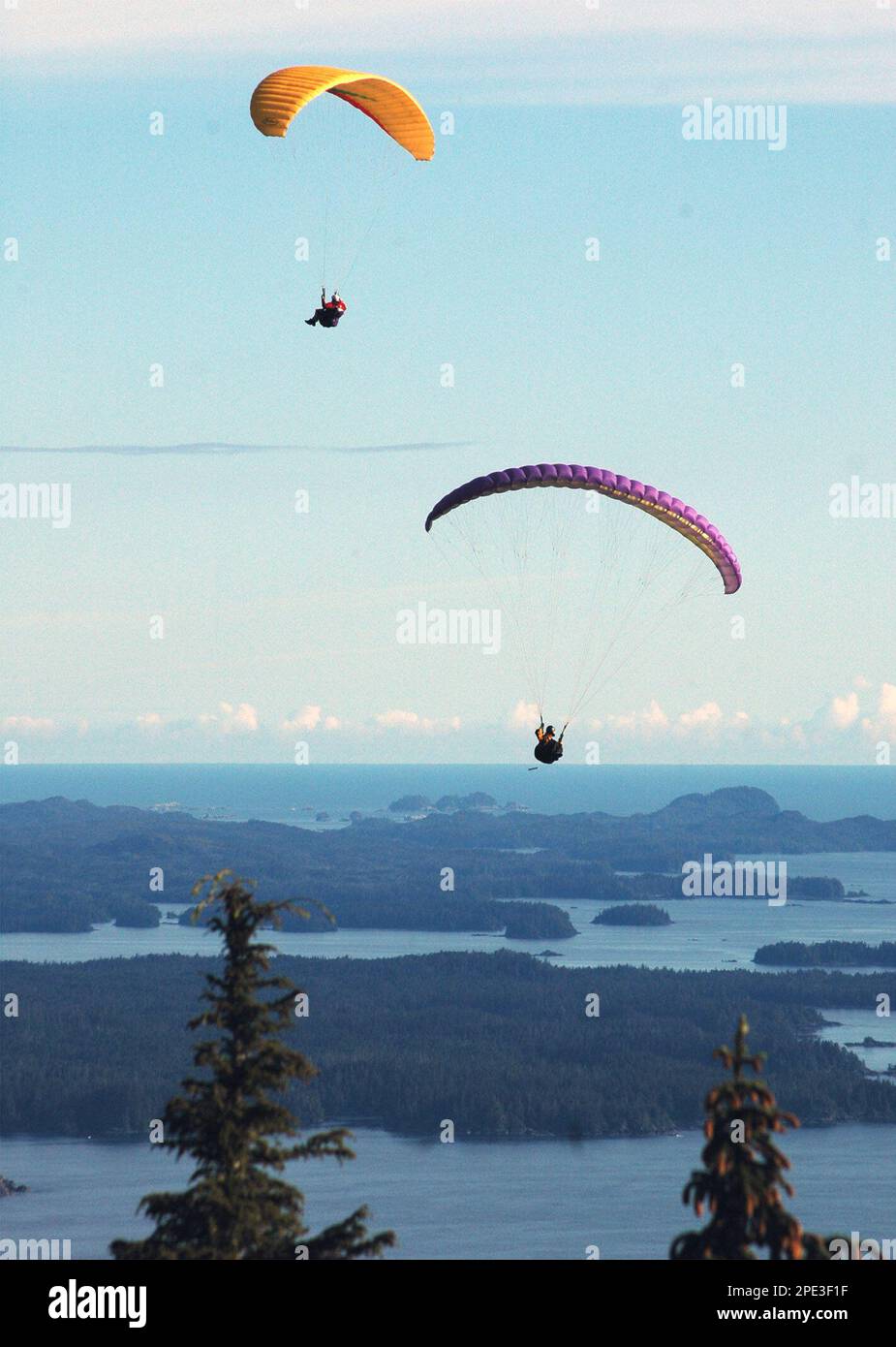 Para-gliders Ian Kott and Kyle Longstreth catch a thermal lift after ...
