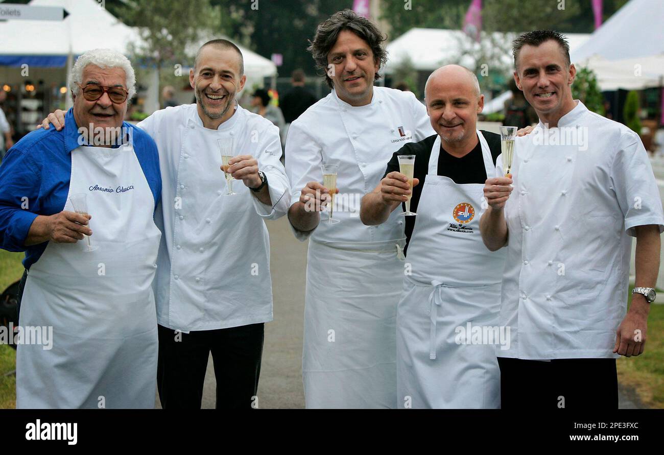 Celebrity chefs, from left, Italy's Antonio Carluccio, France's Michel ...