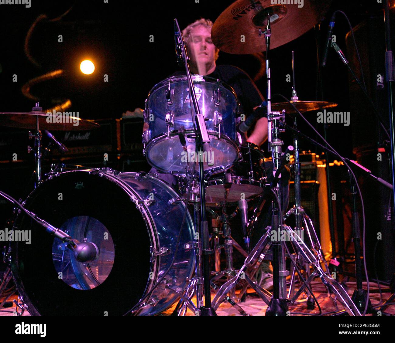 Drummer Rob Ahlers of 50 Foot Wave performs with the band at the ...