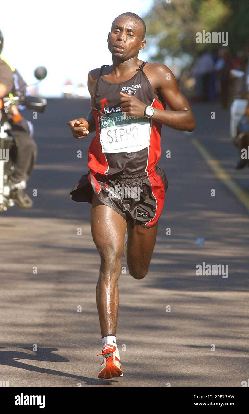 Sipho Ngomane, of South Africa, on his way to winning the Comrades ...