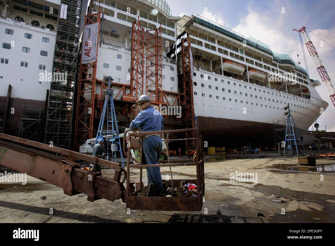 Workers are seen at Verolme drydocks in Rotterdam, Netherlands ...