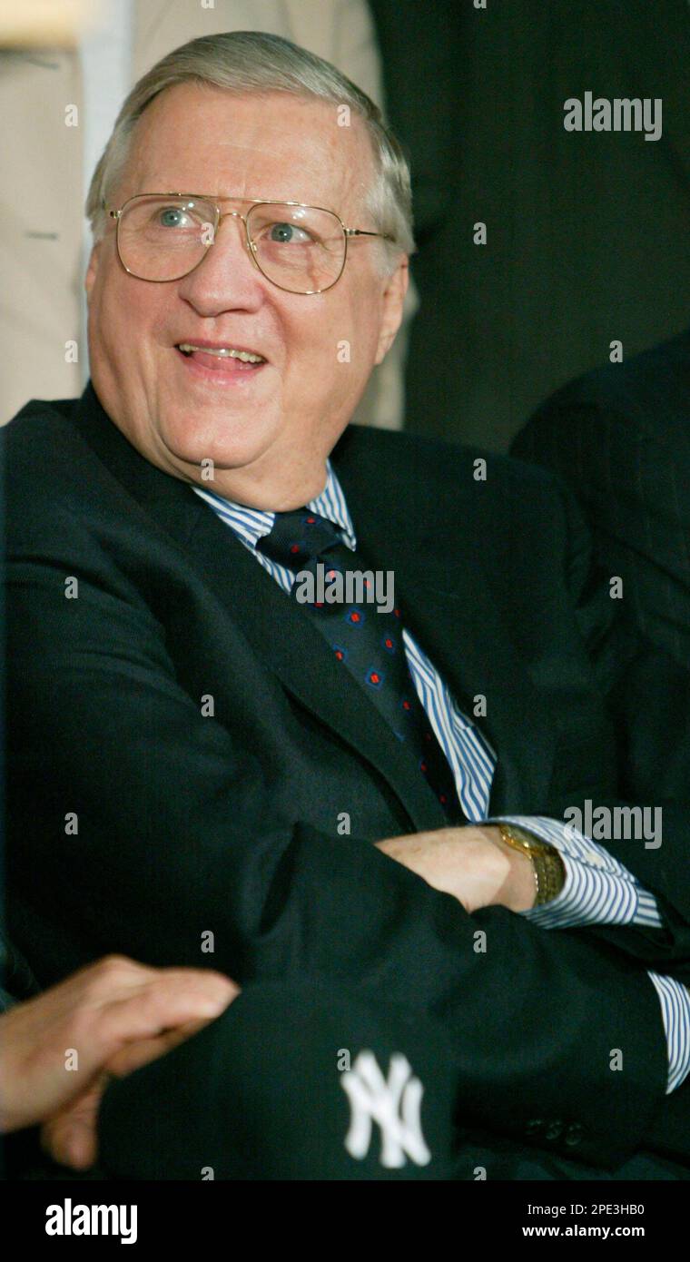 New York Yankees principal owner George Steinbrenner listens to ...