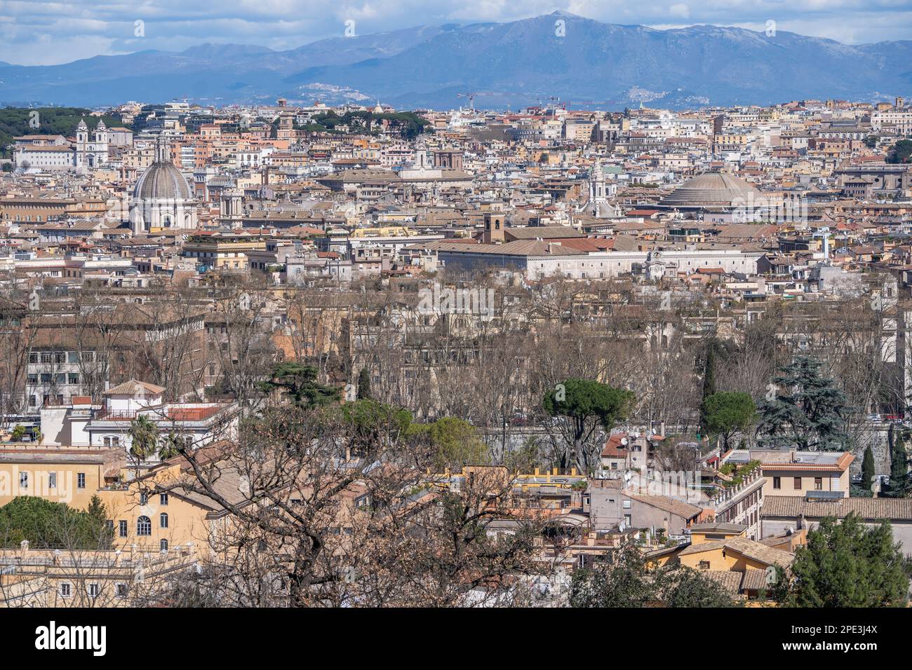Panoramic view of the city of Rome with famous landmarks, Italy Stock ...