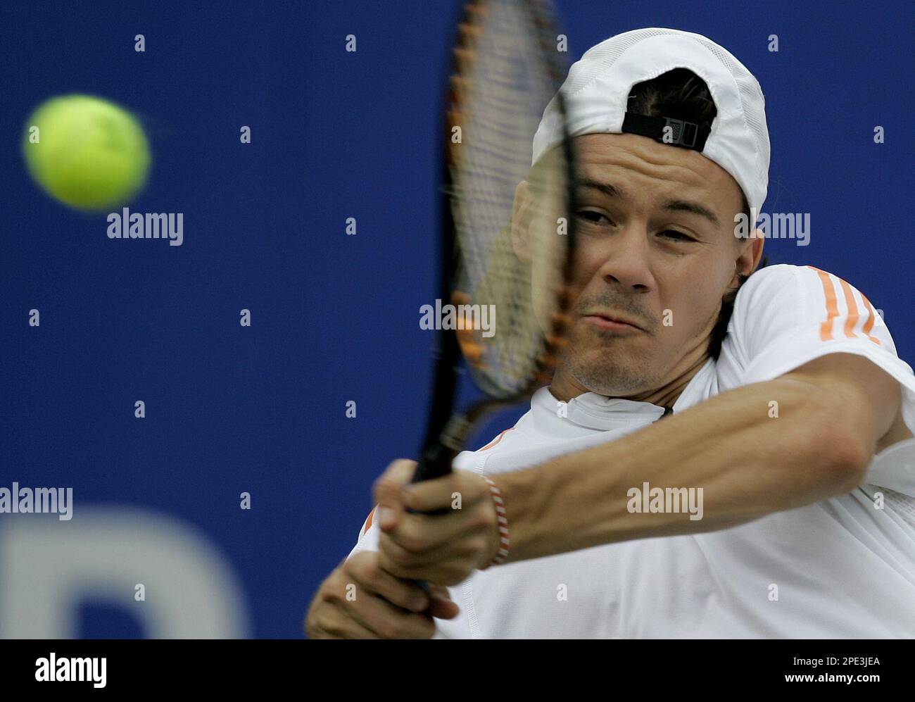 Argentina's Guillermo Coria returns in his match against Czech Jan ...
