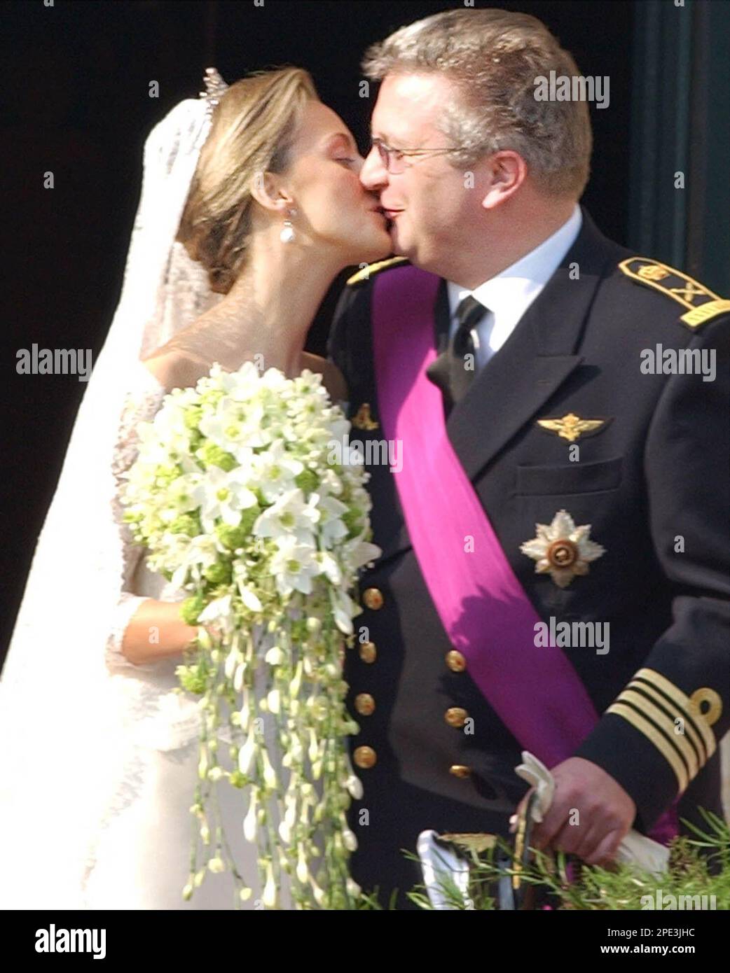 ** FILE ** - Belgium's Princess Claire Coombs, left, kisses Belgium's ...