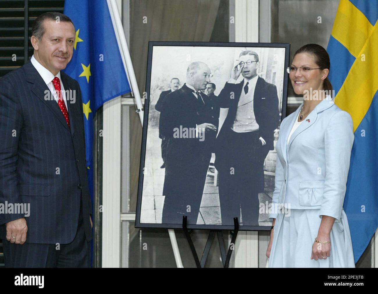 Crown Princess Victoria of Sweden poses with Turkish Prime Minister ...
