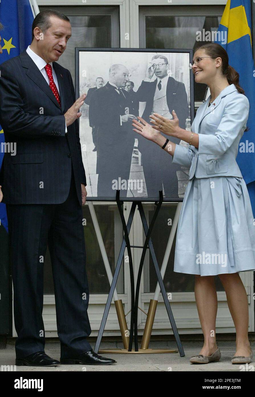 Crown Princess Victoria of Sweden speaks with Turkish Prime Minister ...