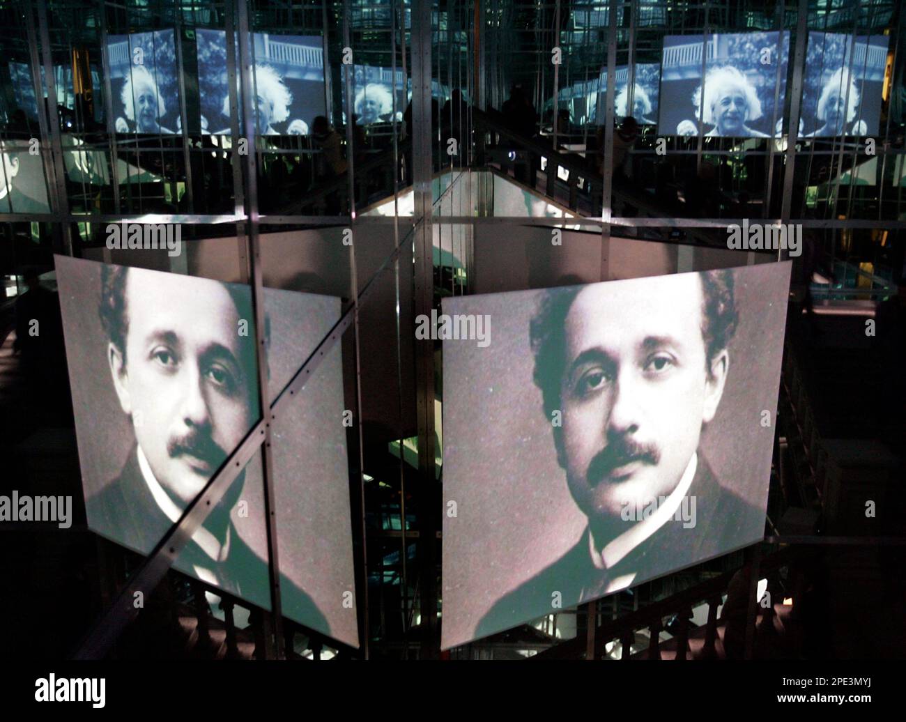Changing projections of portraits showing physician Albert Einstein are ...
