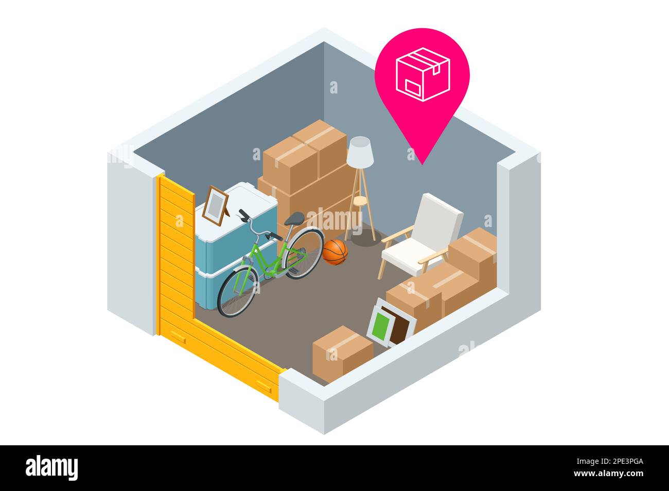 Isometric interior of a modern storage room for a warehouse of home ...