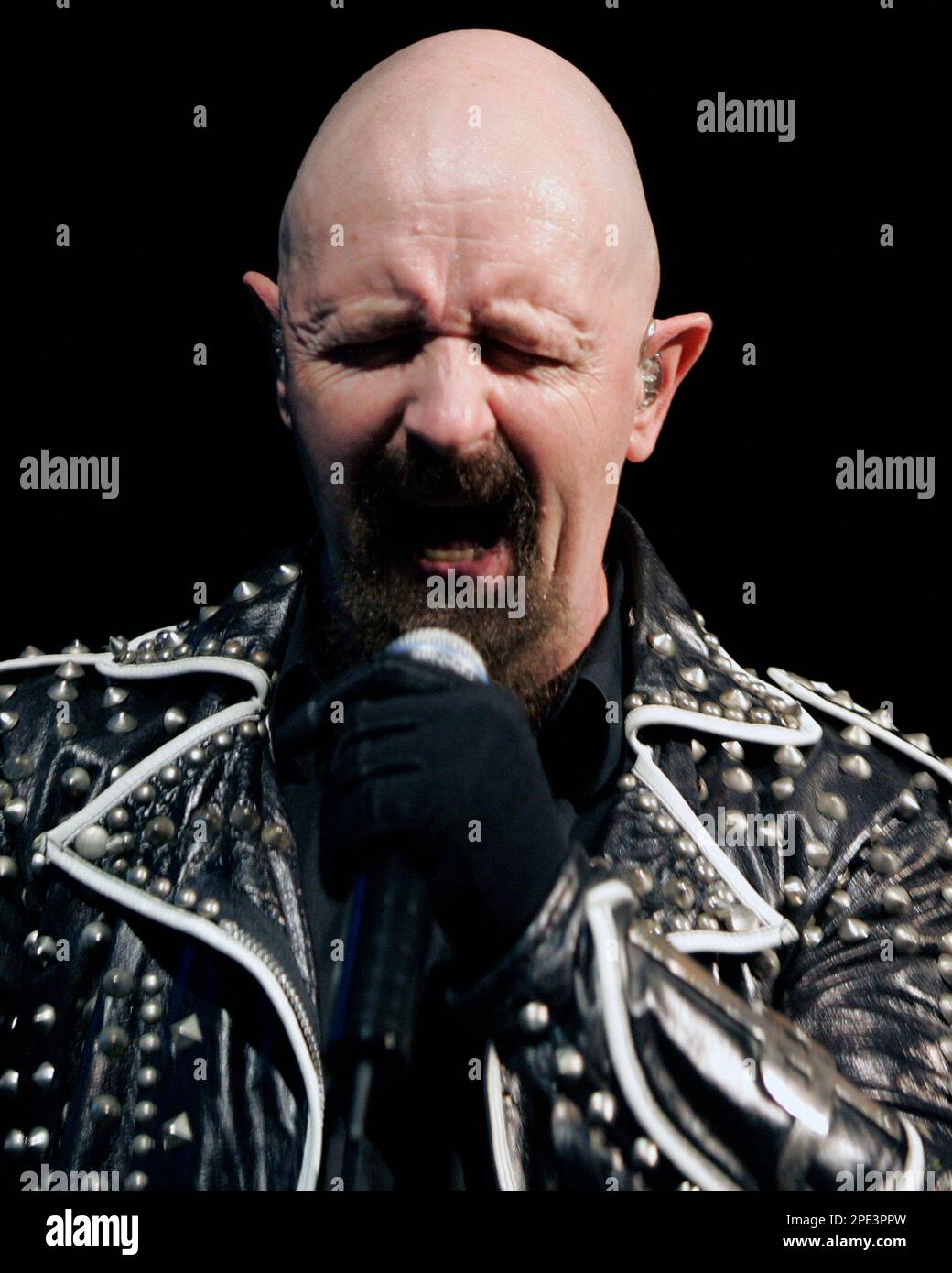 Lead vocalist Rob Halford of the heavy metal band Judas Priest performs ...