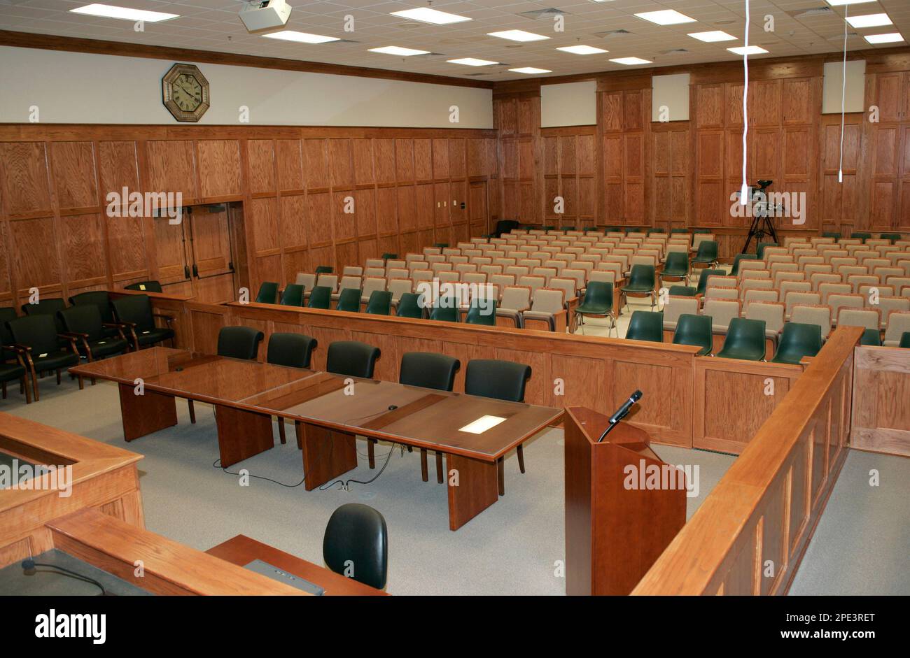 Extra chairs are seen in the courtroom at the Neshoba County Courthouse ...