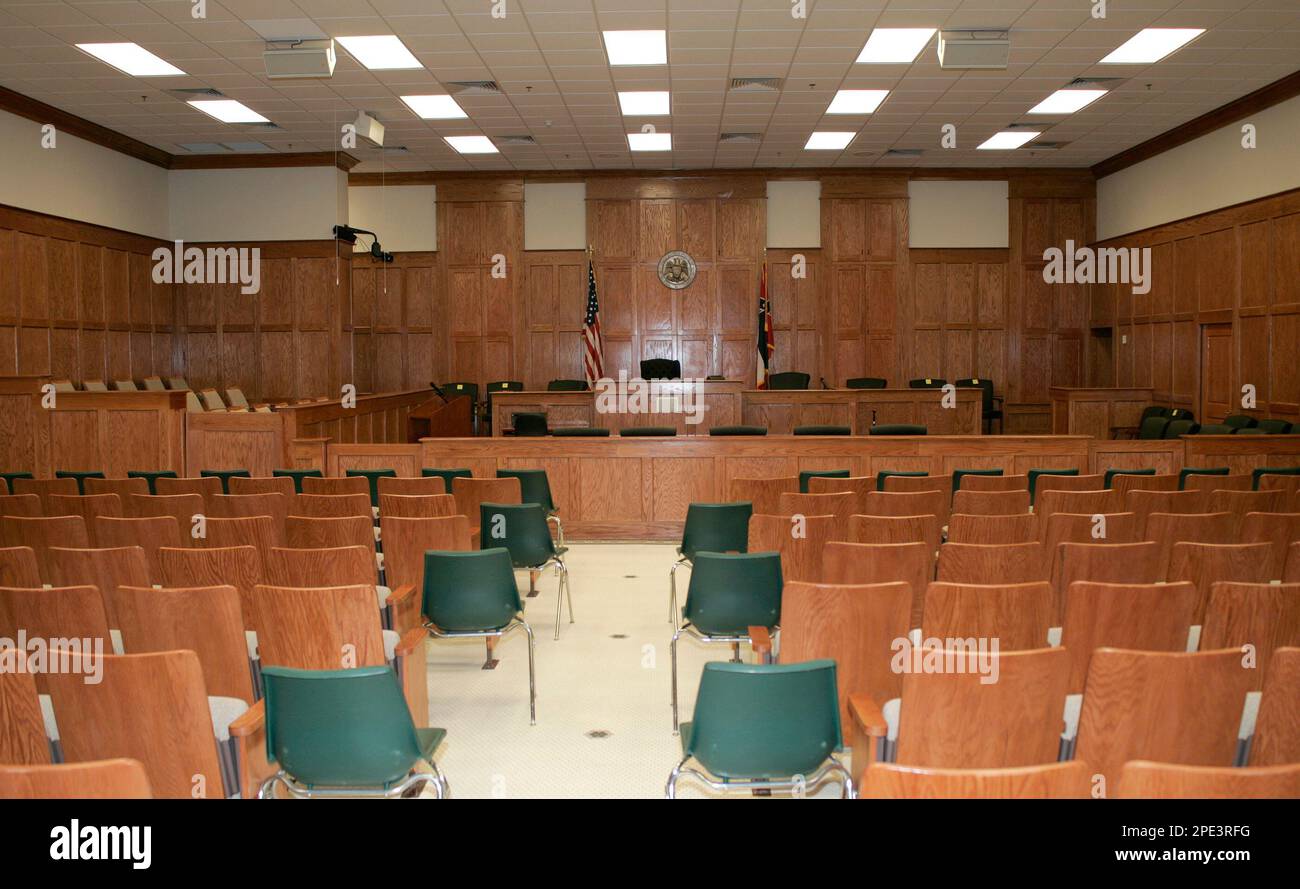 Extra chairs are seen in the courtroom at the Neshoba County Courthouse ...