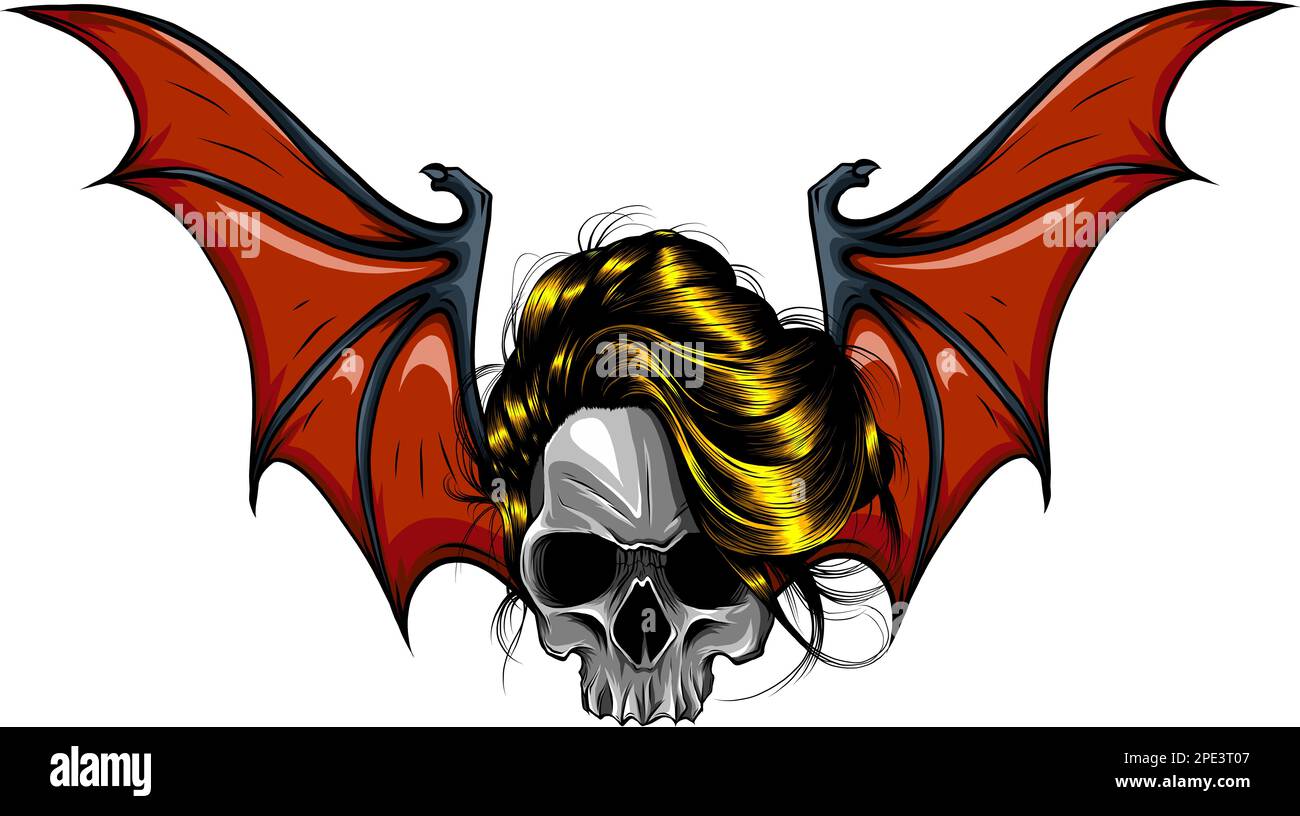 skull and bat wing vector illustration design Stock Vector Image & Art ...