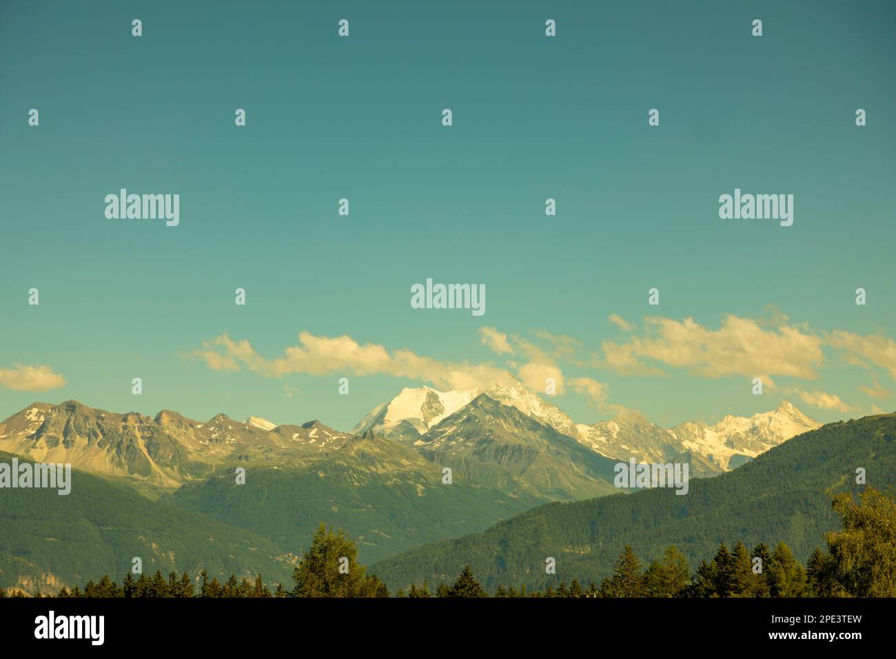 Panoramic View over Mountain with Snow and Weisshorn with 4505 Meters ...
