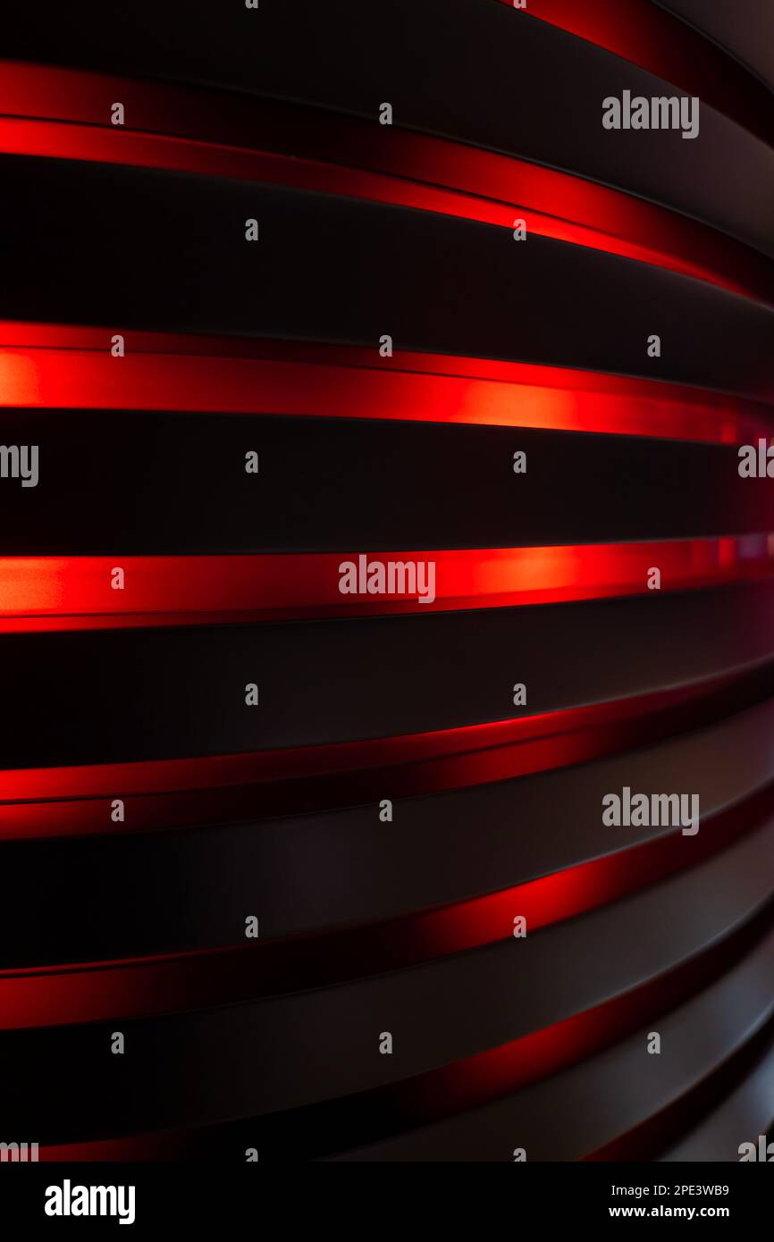 Illuminated Red Stripes on a Modern Column in Switzerland Stock Photo ...