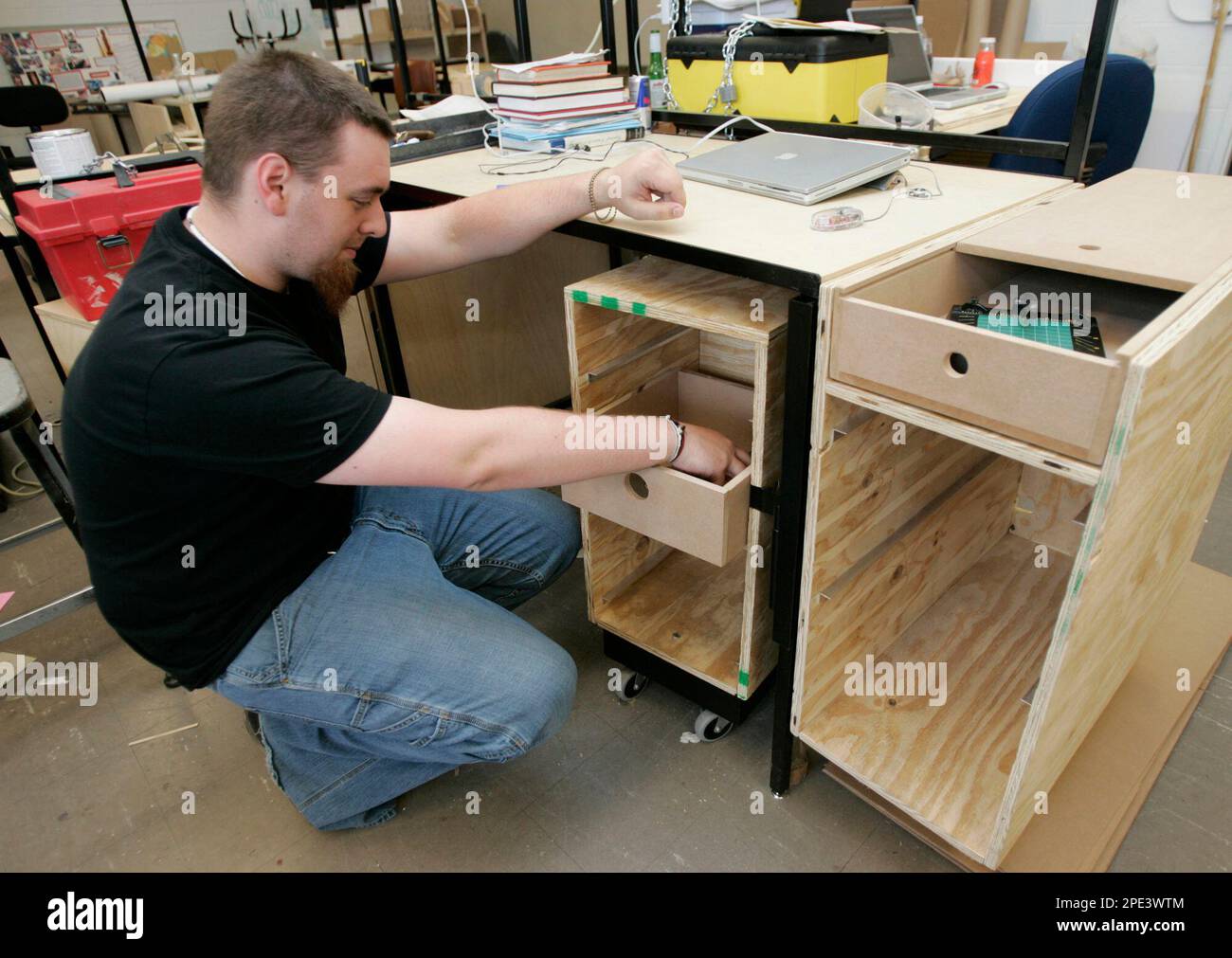 Nick Germann, a third-year architecture student, displays a modular ...