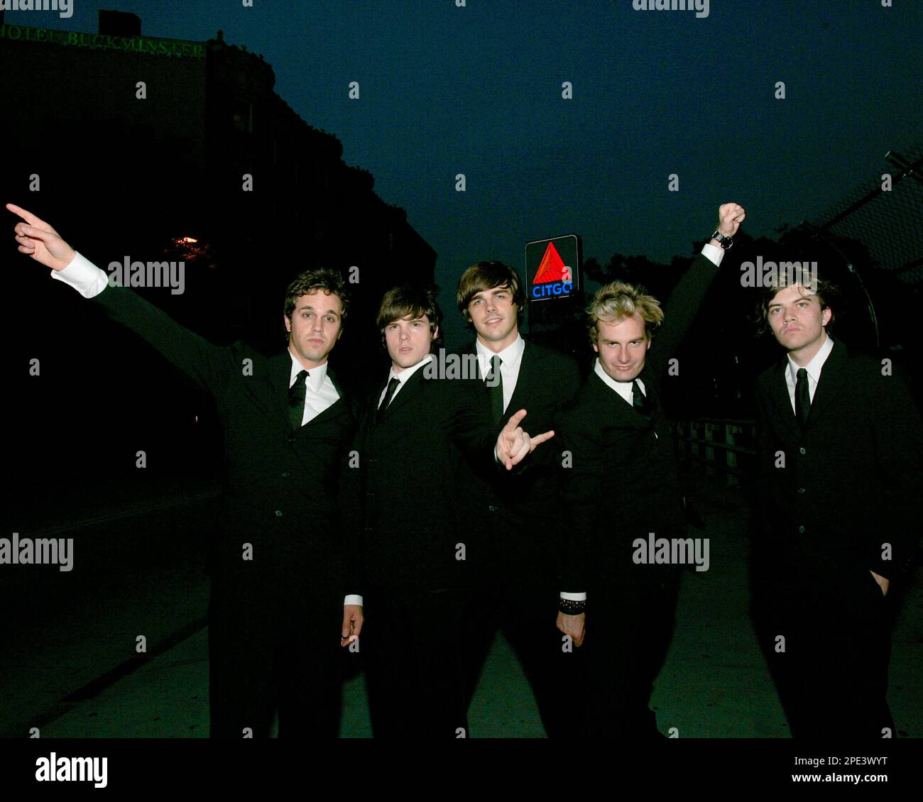 The Boston based rock band Click Five pose on Brookline Avenue over the ...