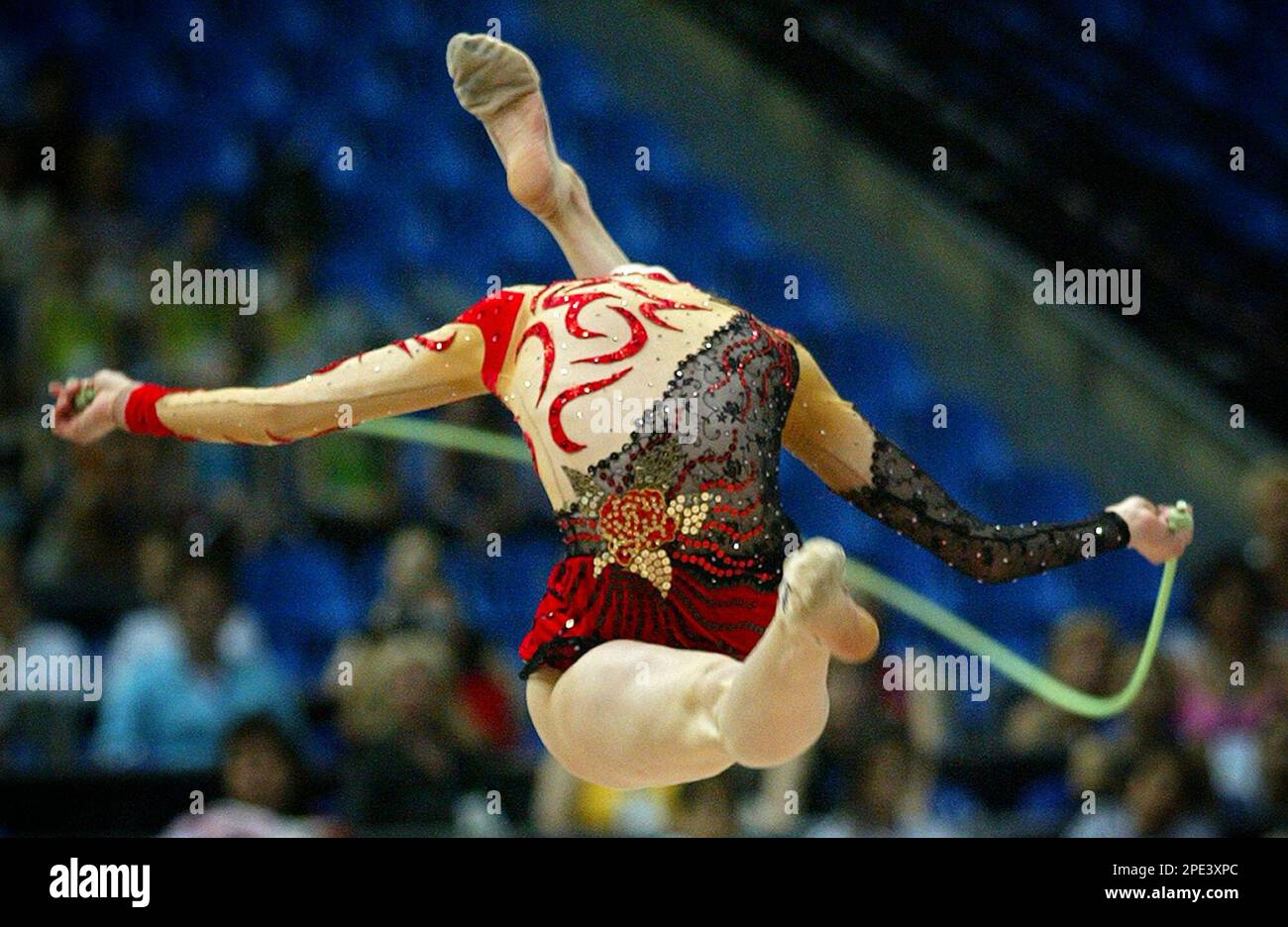 Bulgarian Elizabeth Paisieva performs with a rope during the European ...