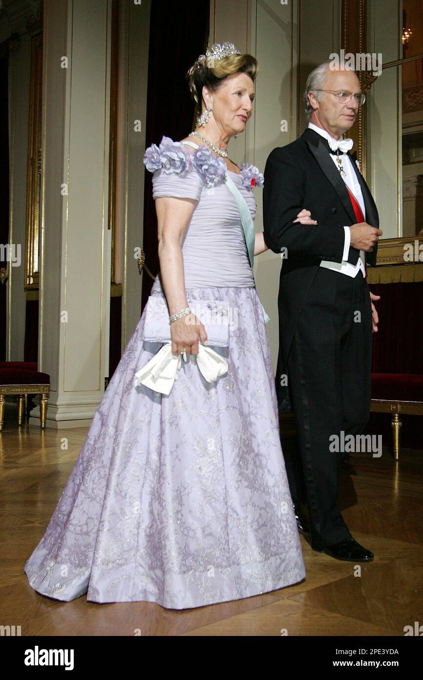Norwegian Queen Sonja and Sweden's King Carl Gustaf on their way to the ...