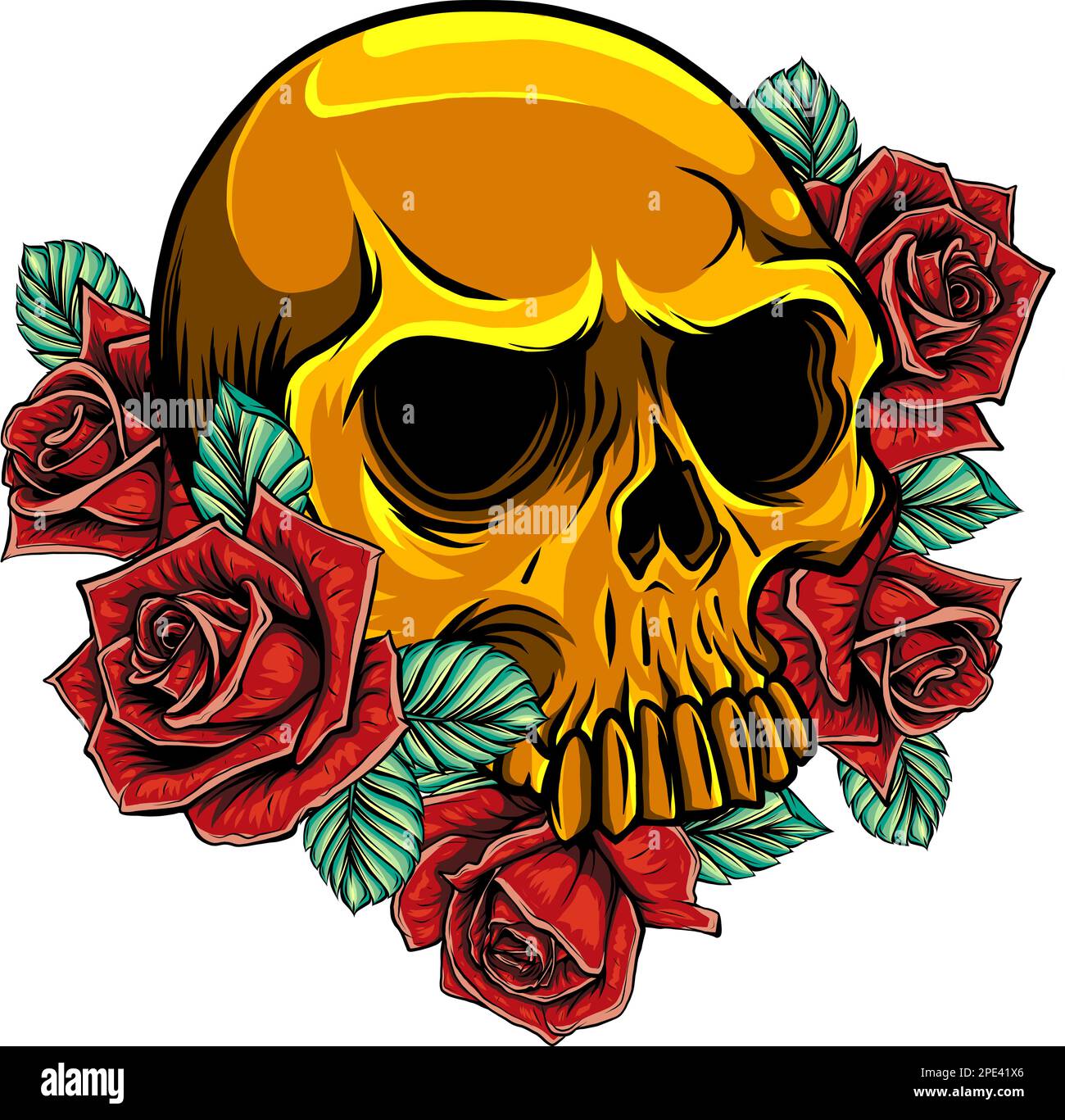 Vector illustration of skull with roses Stock Vector Image & Art - Alamy