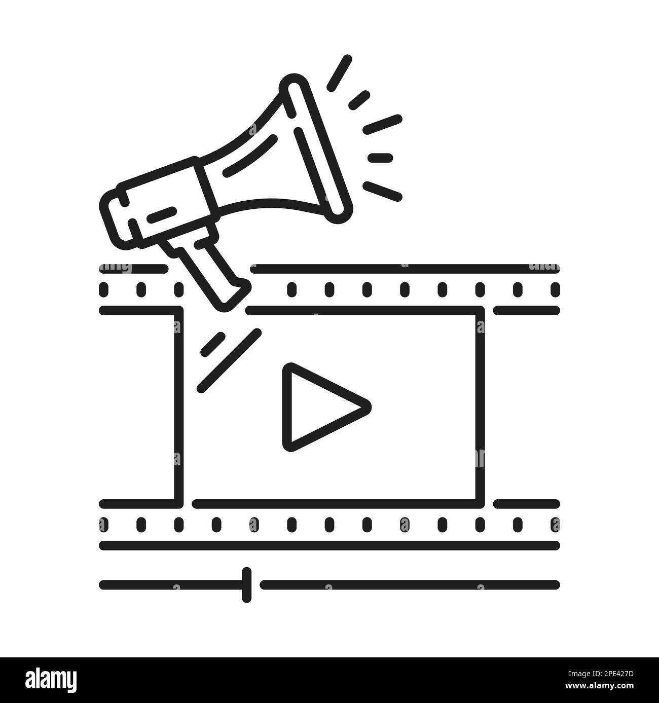 Retro picture or video film strip with megaphone loud speaker isolated ...