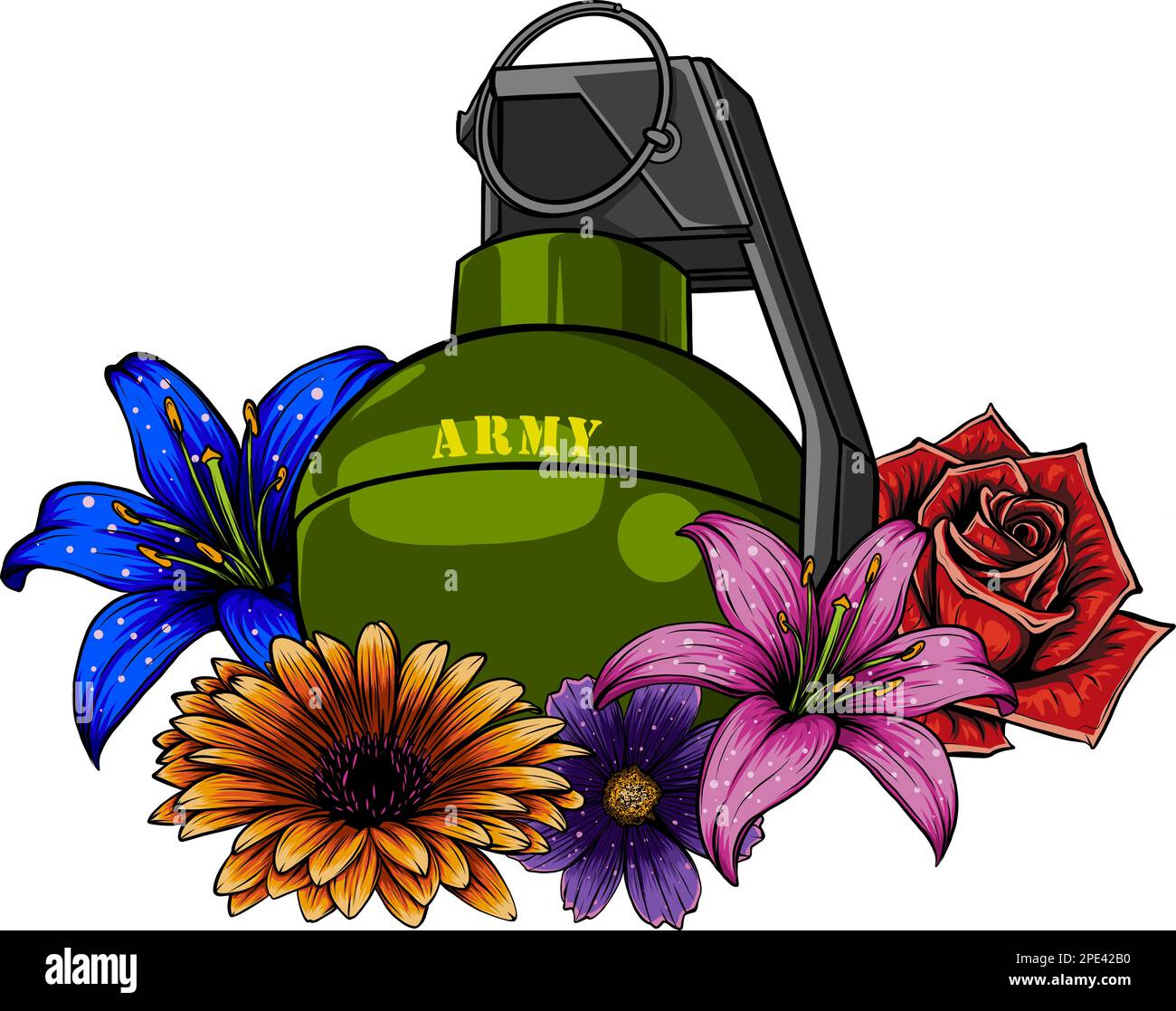 Grenade and flower vector illustration Stock Vector Image & Art - Alamy