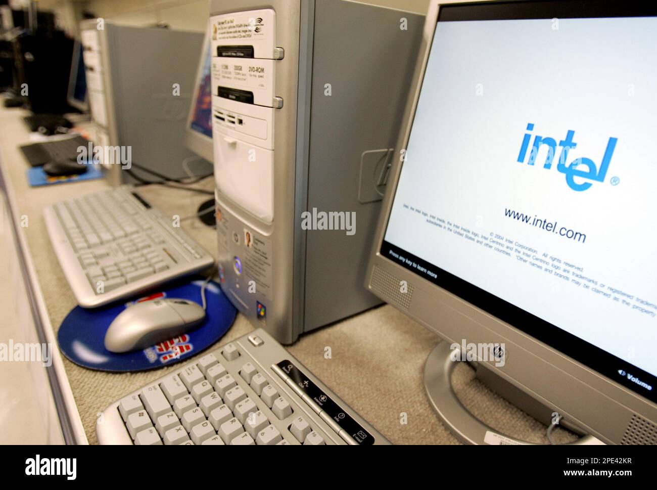 On display is a computer at COMPUSA computer store running on Intel ...