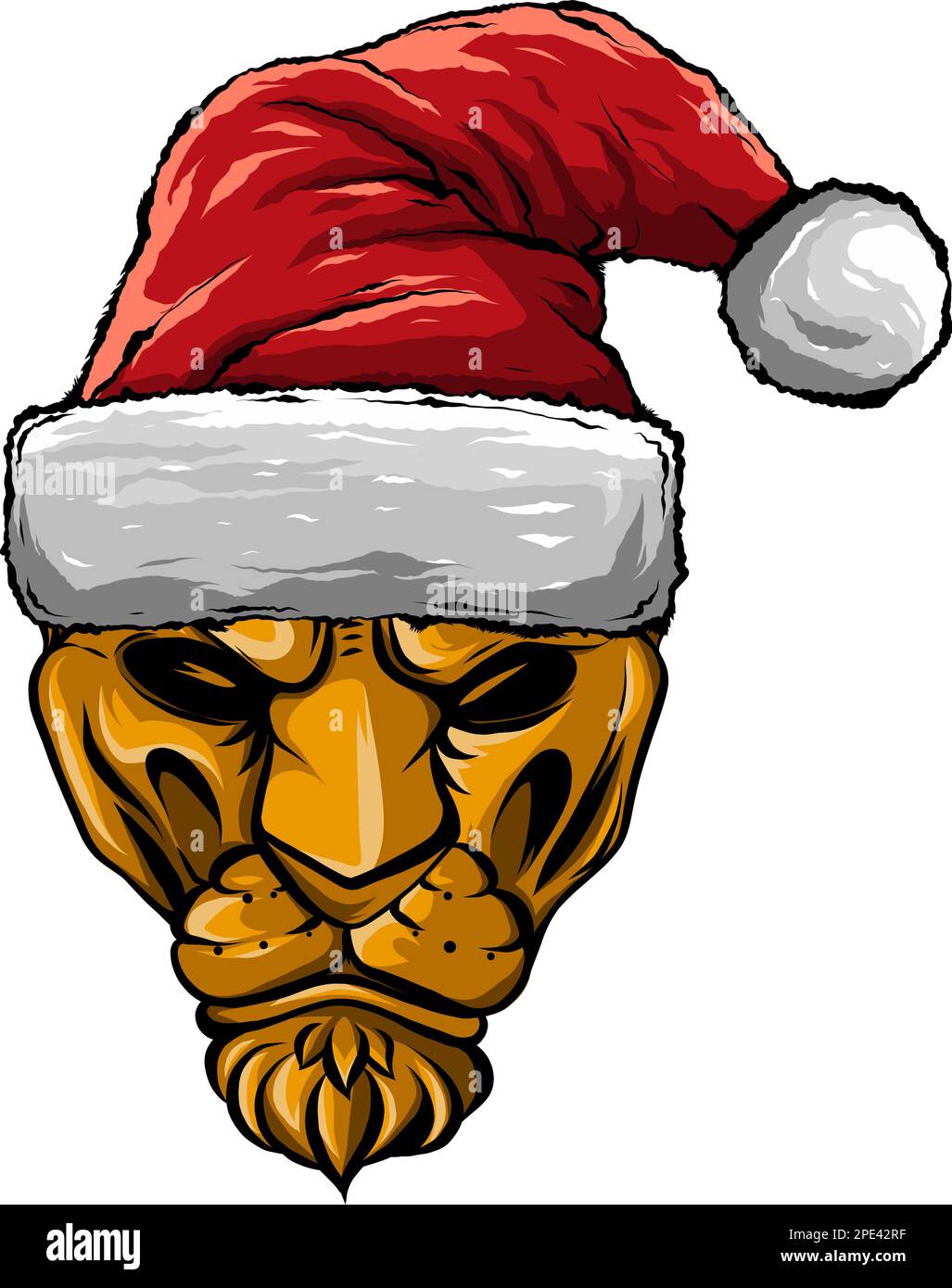 Christmas holidays lion with hat .Vector illustration Stock Vector ...