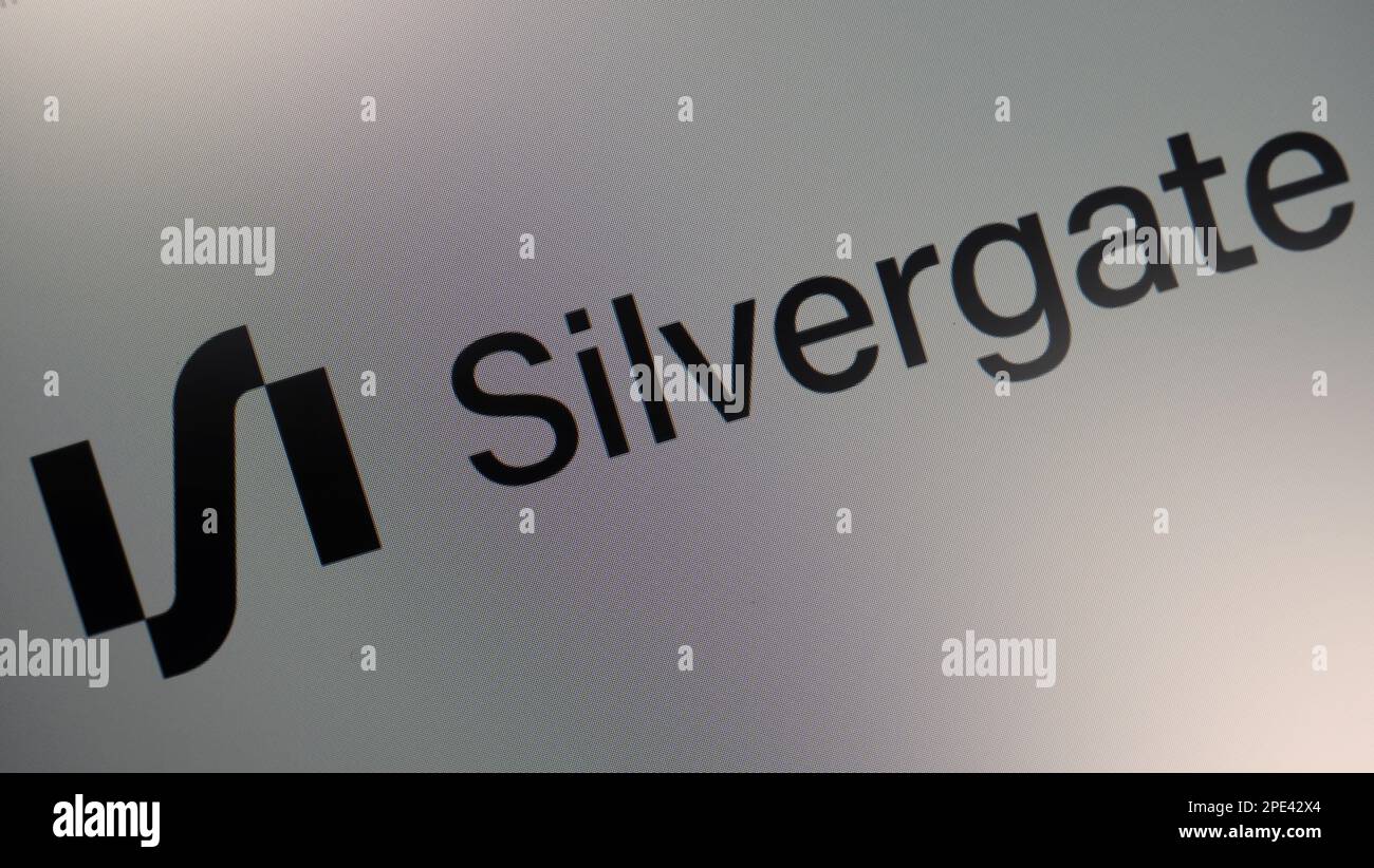 Bangkok Thailand. March 15 2023. Silvergate Bank logo. Brands logo of Silvergate Bank on digital ...