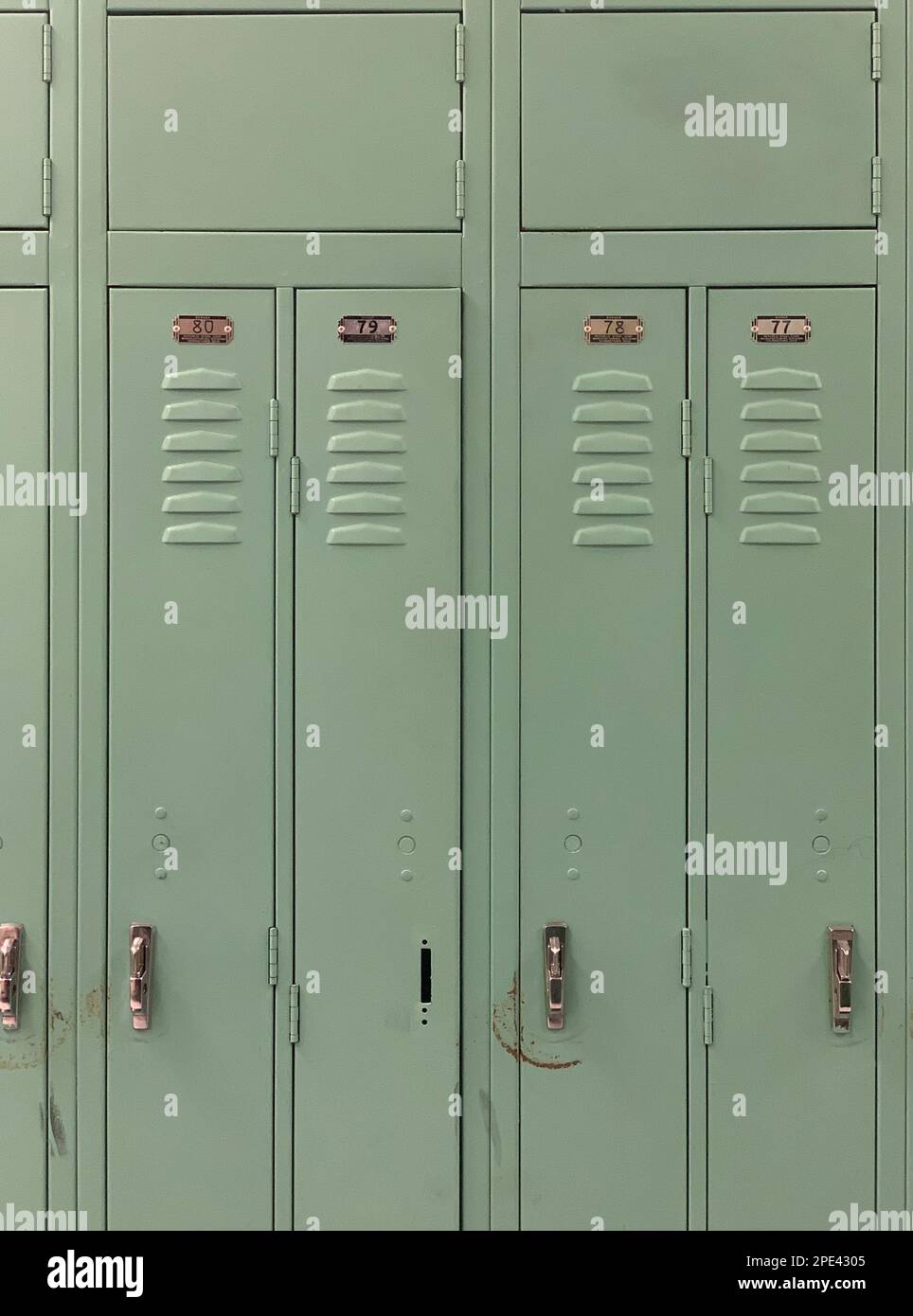 High school lockers in a school in West Roxbury Massachusetts Stock ...