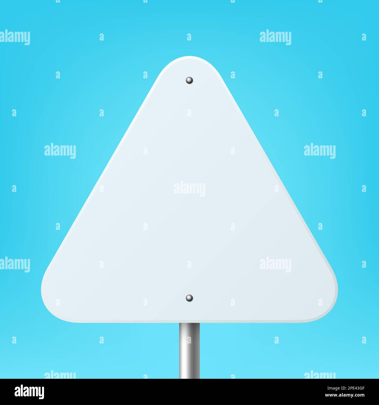 Vector White Blank Triangle Road Sign Frame Icon Closeup on Blue ...