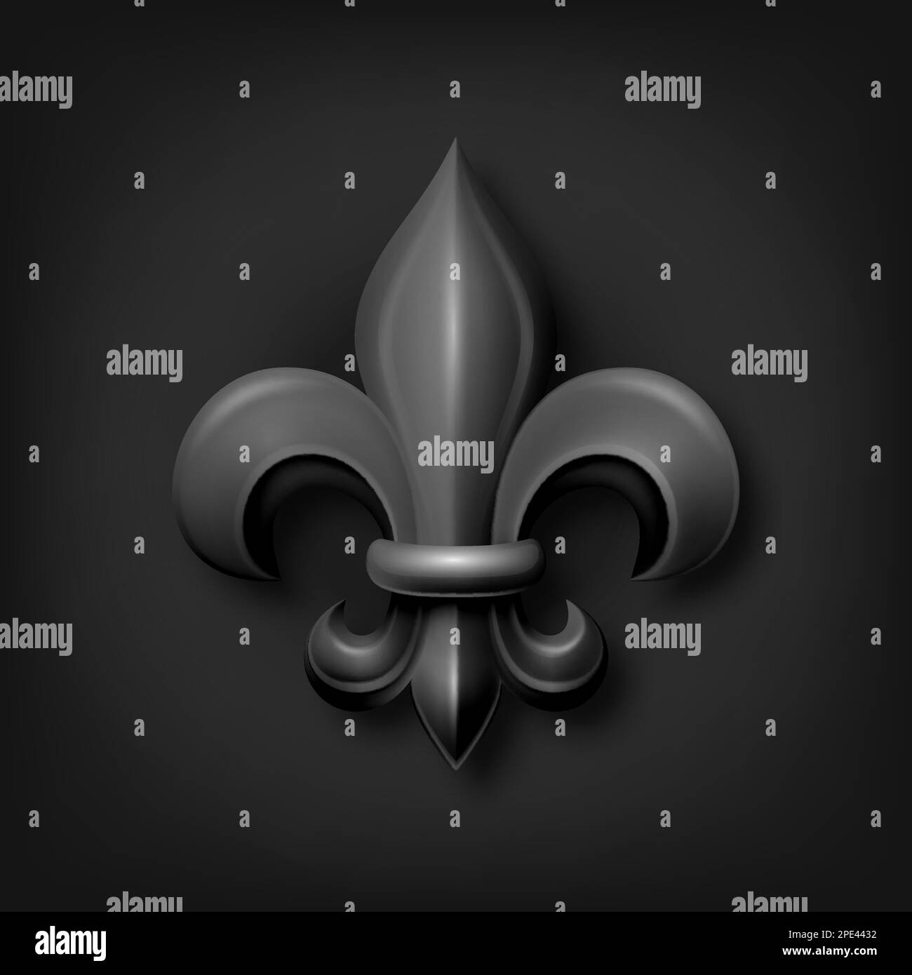 Vector 3d Realistic Black Fleur De Lis Icon Closeup Isolated on Black ...